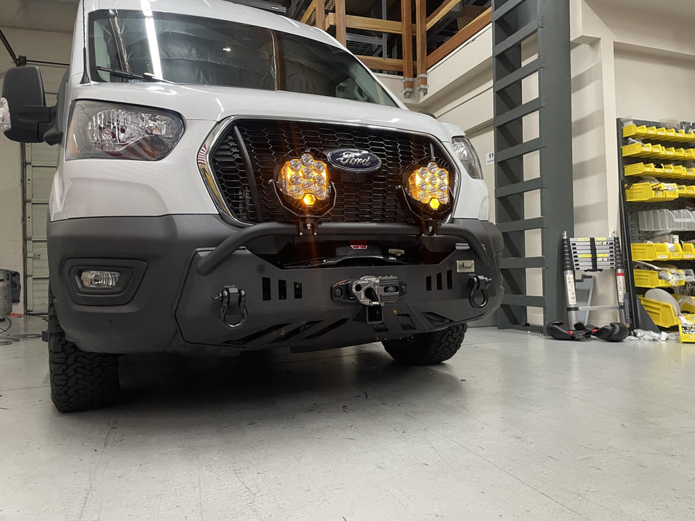 CAtuned Ford Transit Bumper w/ Winch, D-Rings & Light Mounts