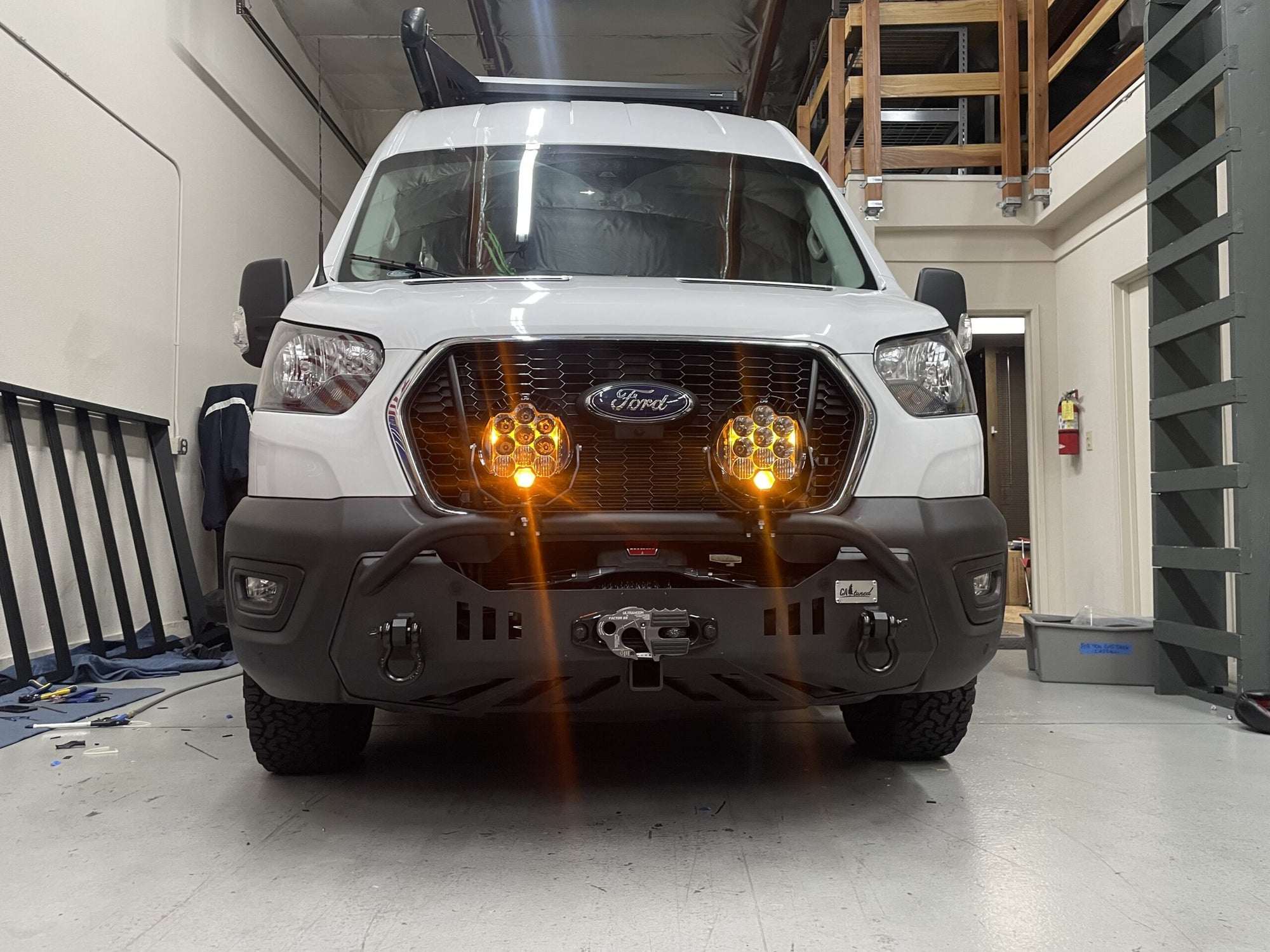 CAtuned Ford Transit Bumper w/ Winch, Light Mounts, D-Rings