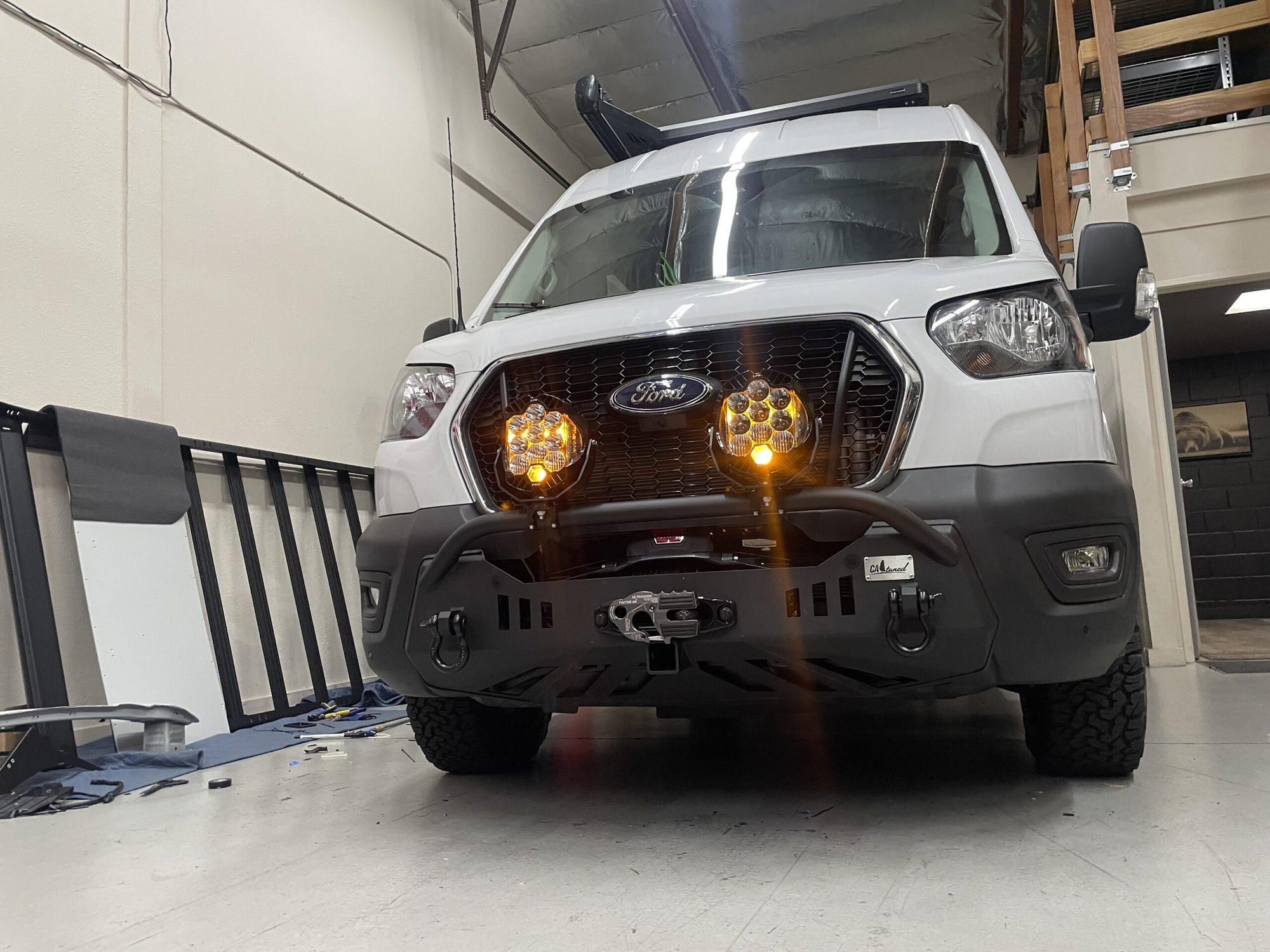 CAtuned Ford Transit Bumper w/ Winch, Light Mounts, D-Rings
