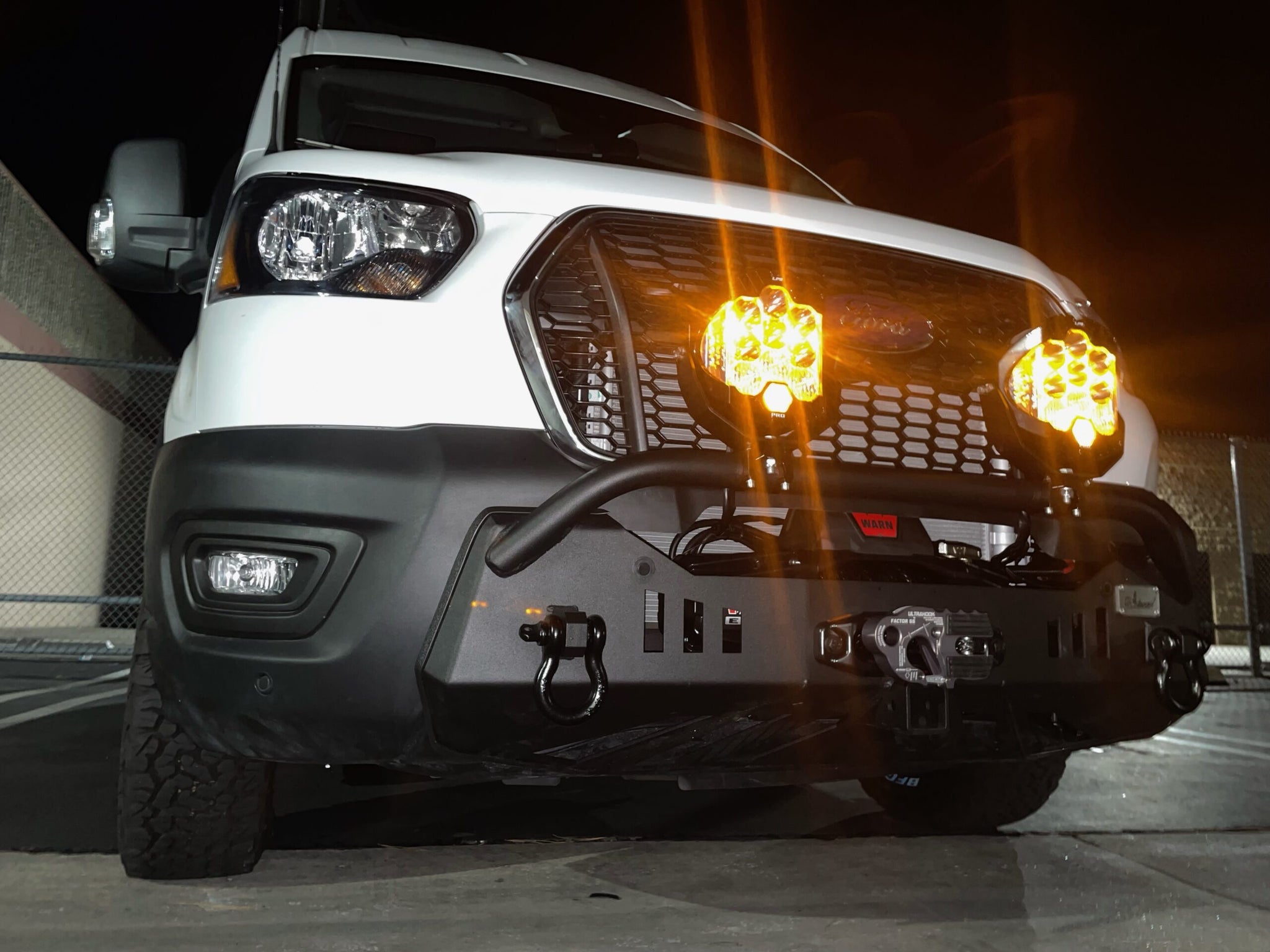 CAtuned Ford Transit Bumper w/ Winch, D-Rings & Light Mounts